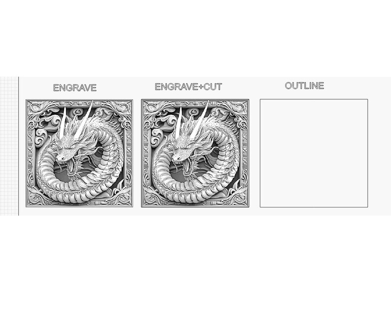 3D Dragon Wall Art Laser Engraving File: Illusion Wood Decor (PNG ...