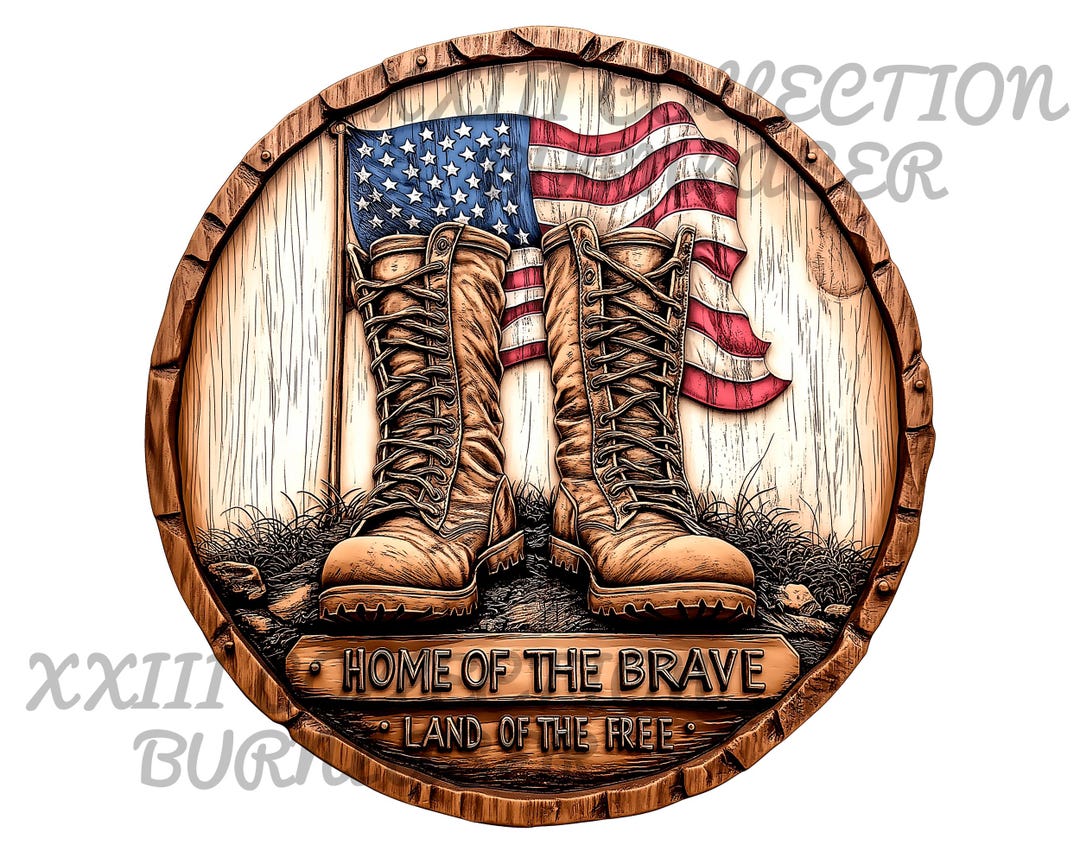3D Soldier Boots Illusion: USA Flag, Patriot Laser Engraving File (PNG ...