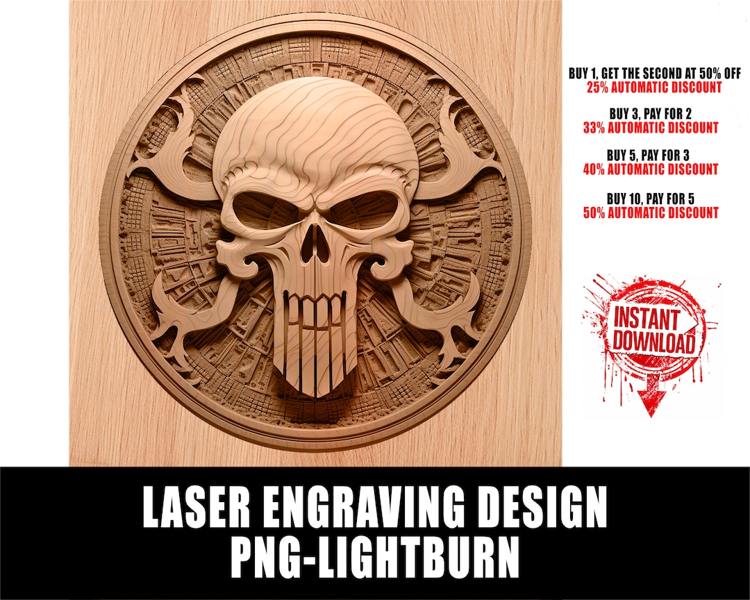 Skull PNG Laser Engraved File Artful Wall Art 3D Illusion Design ...