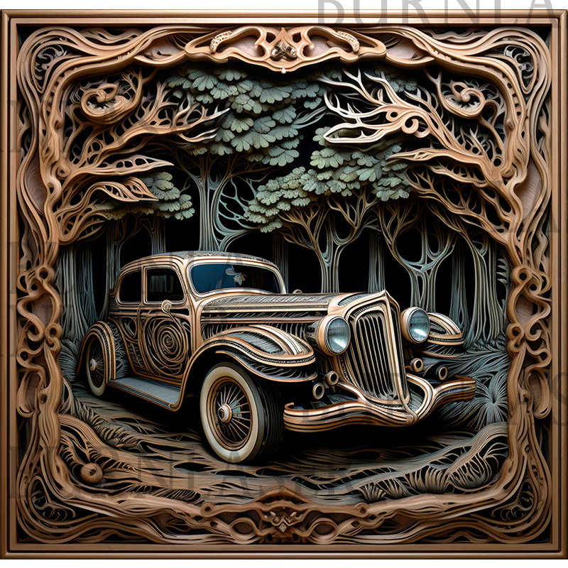 Laser Engraving Classic Car PNG Engraving 3D Illusion - Etsy