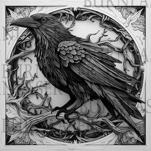 Raven Laser Engraving File – 3D Illusion Wall Art (PNG & Lightburn) - Etsy