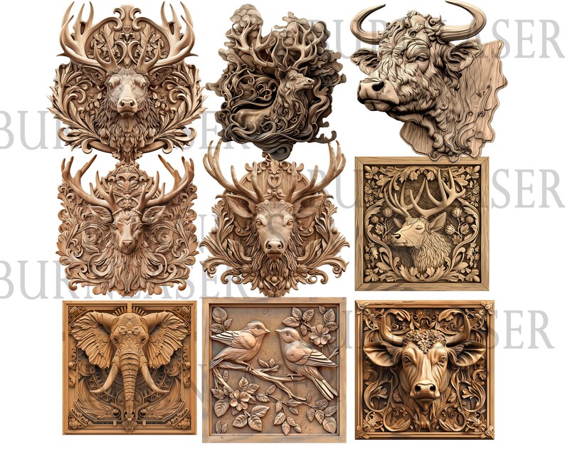 60 Laser Engraved Animal Designs | 3D Illusion PNG (laser Ready) - Etsy