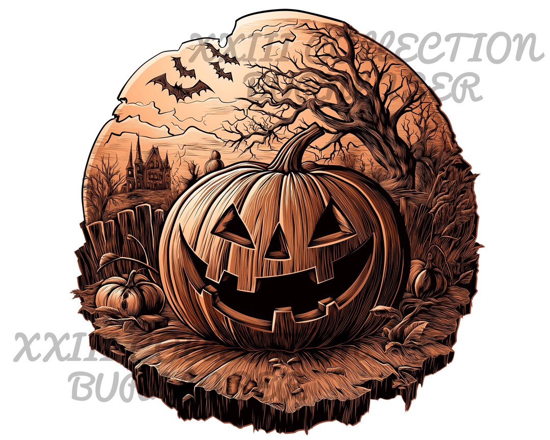 3D Pumpkin Halloween Laser Engraving: Illusion Wall Art (PNG, Lightburn ...