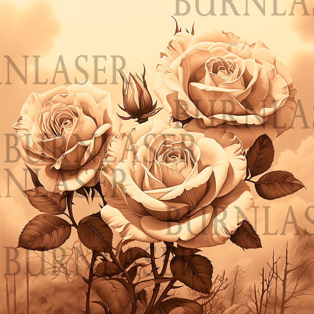 Roses Laser Engraved PNG File – 3D Illusion Wall Art (lightburn ...