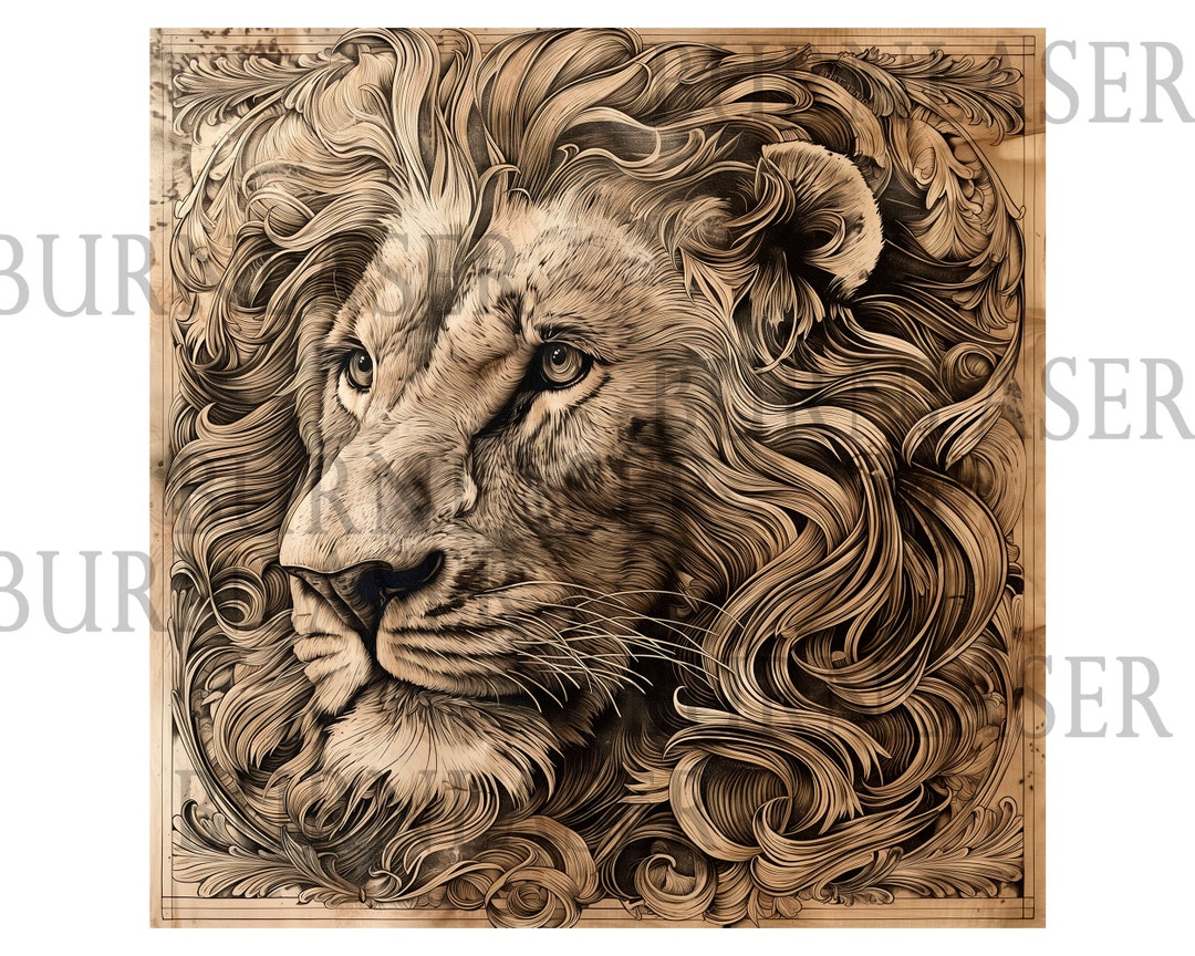 Lion - Laser Engraving File 3D Illusion | PNG and Lightburn File ...