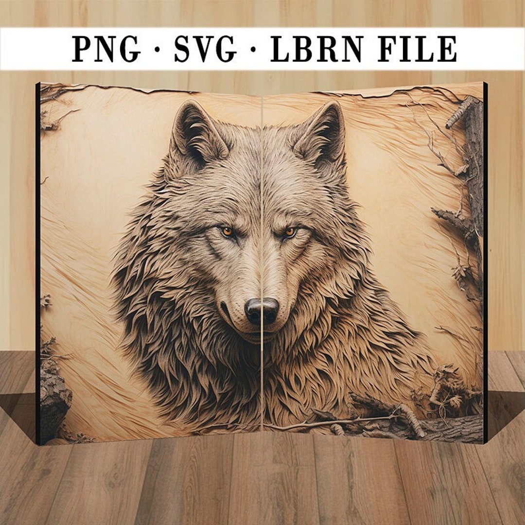 3D Wolf Laser Engraving Design | PNG, SVG, Lightburn File - Etsy