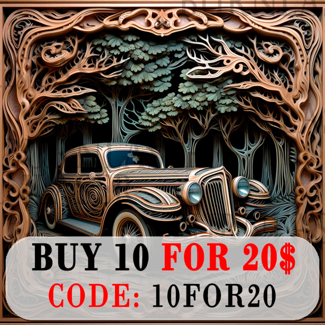 Laser Engraving Classic Car PNG Engraving 3D Illusion - Etsy