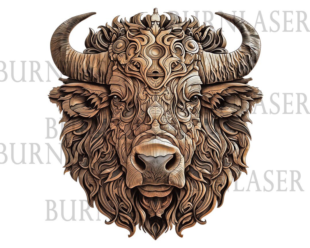 Laser Engraving File 3d Illusion - Bison | PNG and Lightburn File ...
