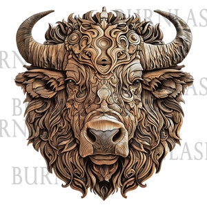 Laser Engraving File 3d Illusion - Bison | PNG and Lightburn File ...