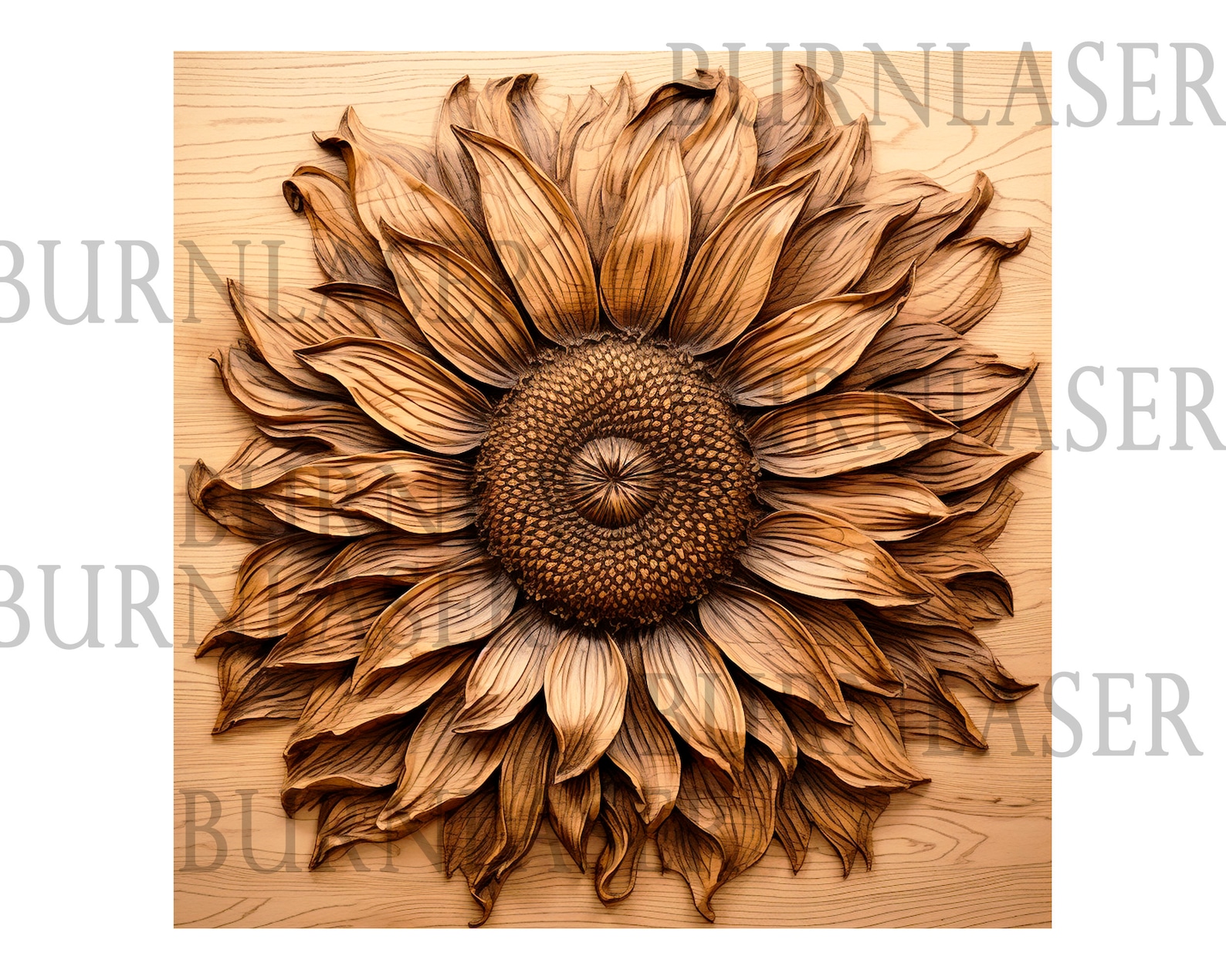 3D Sunflower Laser Engraving File – Wall Art Design (PNG & Lightburn ...