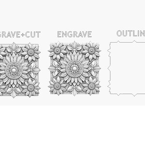 3D Sunflower Mandala Laser Engraving Design: Floral Wood Decor (PNG ...