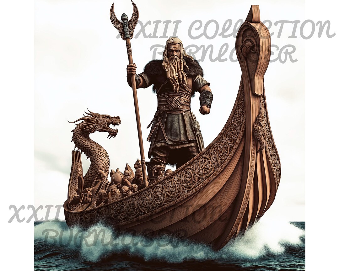 Laser Engraving PNG File: 3D Illusion Viking Wall Art, Wood Decor ...