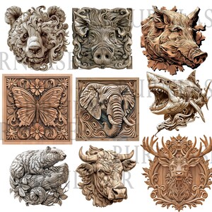 Bundle X60 Laser Engraving PNG | Laser Engraved Animals | 3D Illusion ...