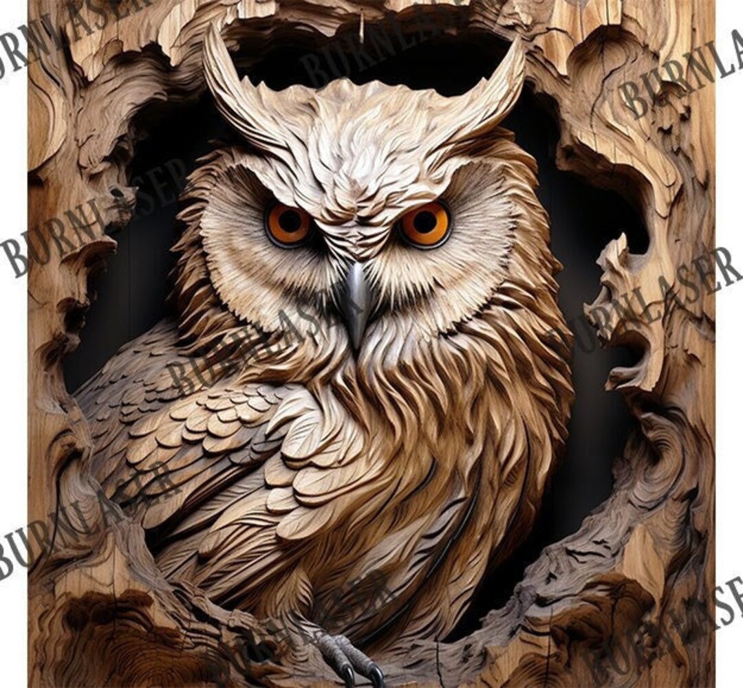Laser Engraving PNG | Owl Engraved | Laser Decor | 3D Illusion | Laser ...