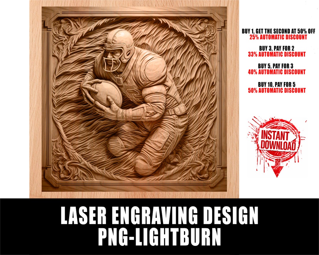 Football - PNG Laser Engraved File | Artful Wall Art | 3D Illusion ...