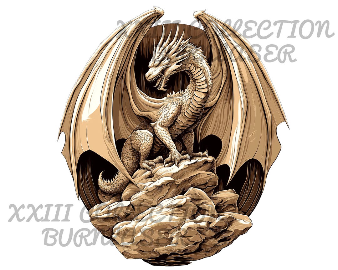 Laser Engraving PNG File: 3D Illusion Dragon Wall Art, Wood Decor ...