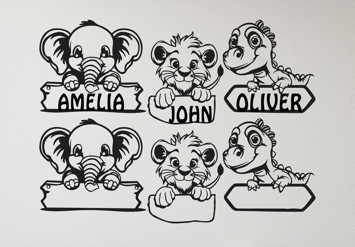Animal Name Sign Laser Cut File | Kids Room Decor (SVG DXF Lightburn ...