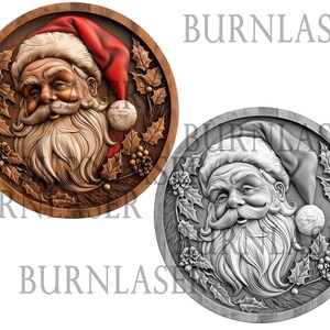 Santa Laser Engraving Design – Christmas 3D Illusion (PNG & Lightburn ...