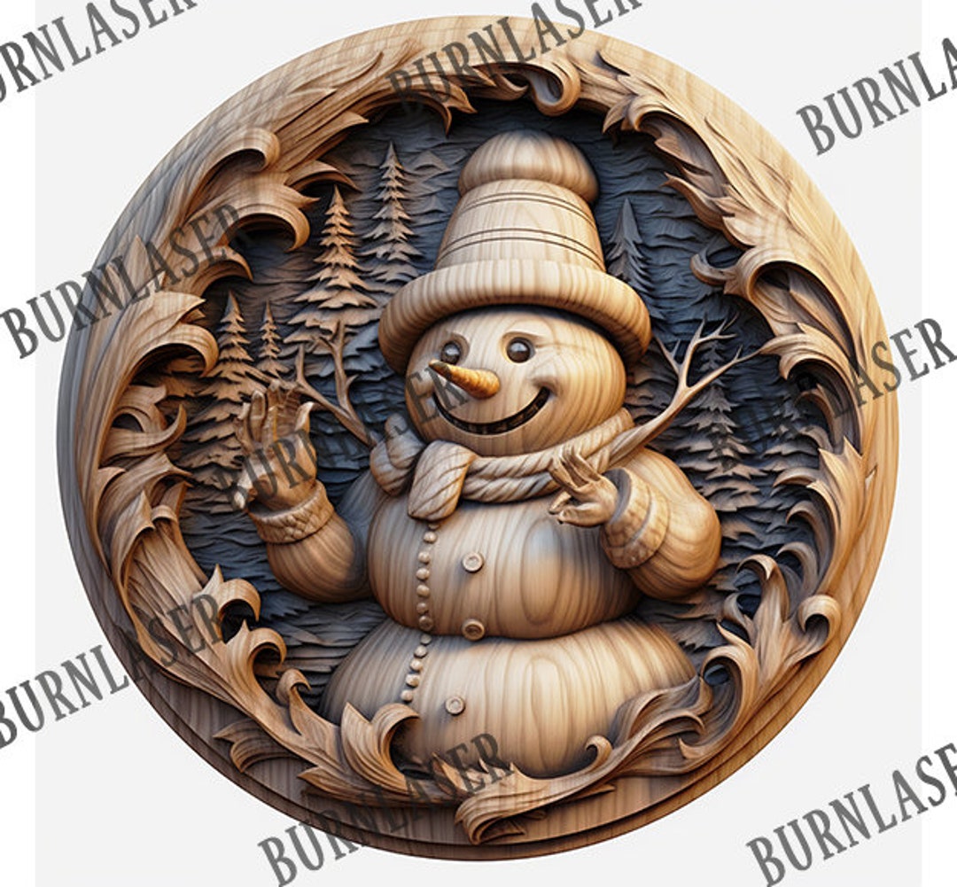 Snowman - PNG Laser Engraved File | Artful Wall Art | 3D Illusion ...