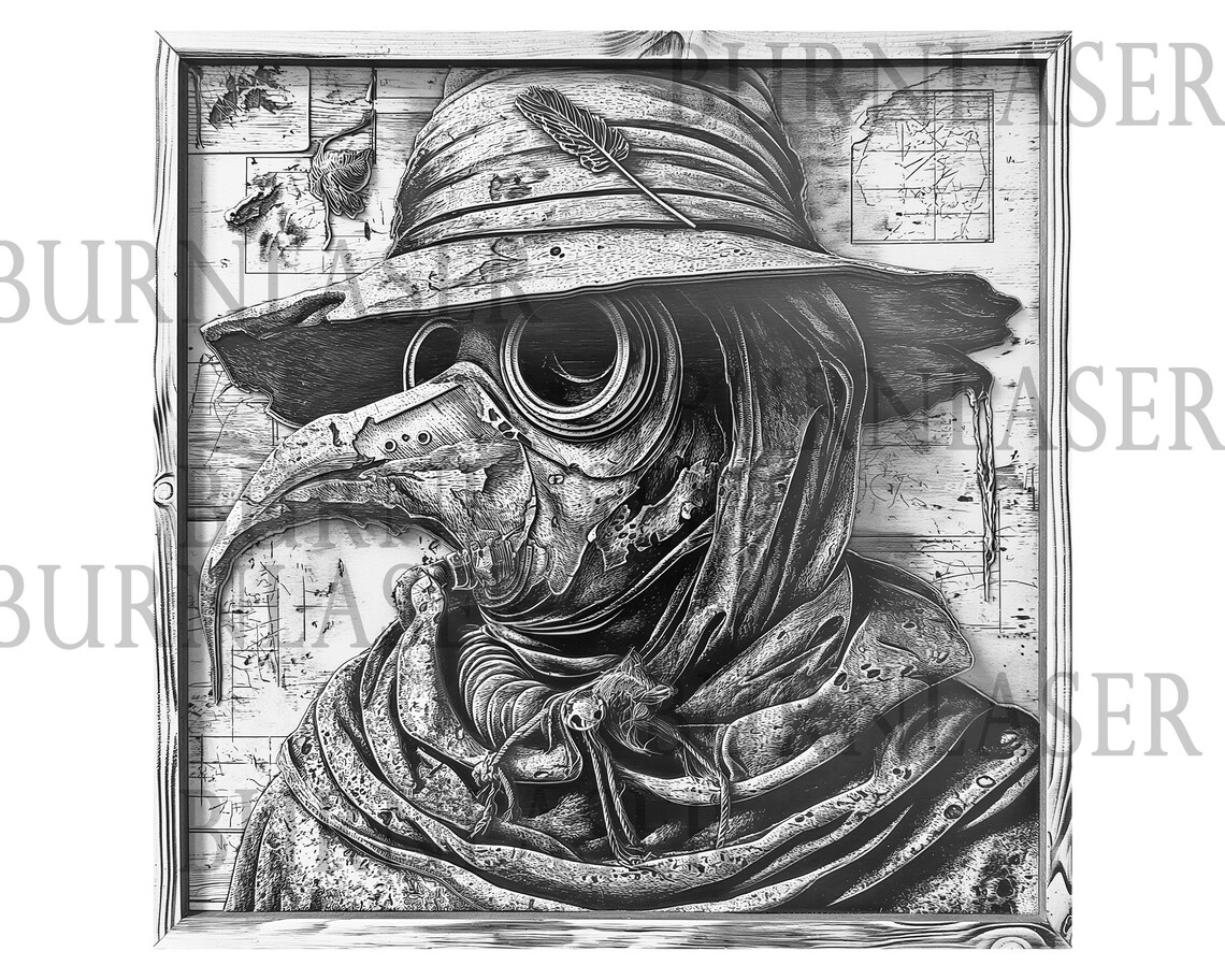 Plague Doctor Laser Engraving File – 3D Illusion, Wall Art (PNG ...