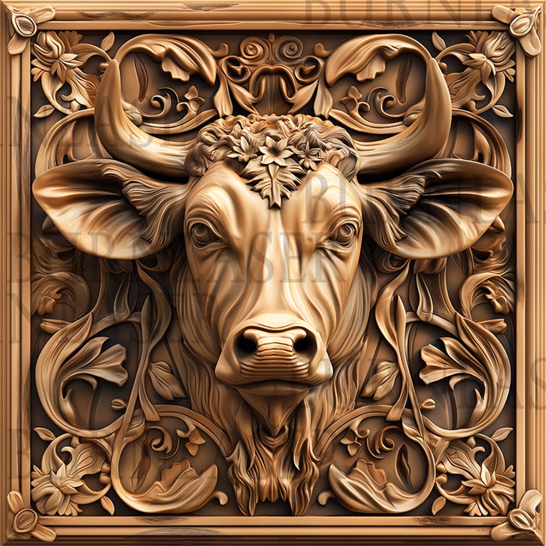 Laser Engraving PNG Cow PNG 3D illusion Laser engraved Laser ready ...
