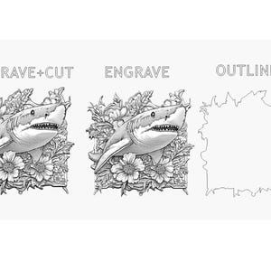 Laser Engraving PNG File: 3D Illusion Ornamental Shark With Flowers ...