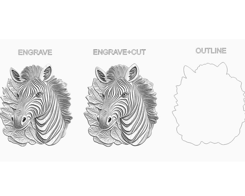 3D Zebra Illusion: Laser Engraving PNG, Lightburn, SVG (digital ...