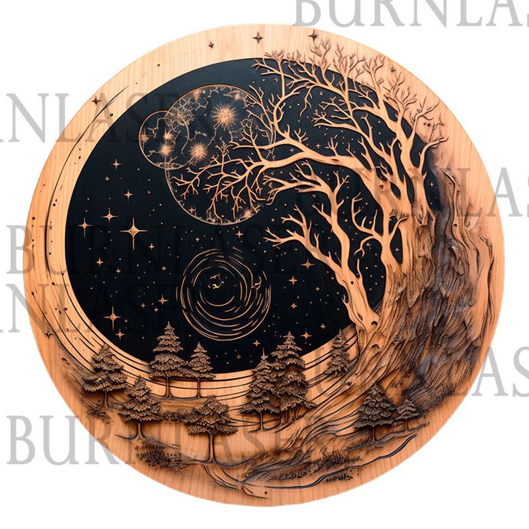 Laser Engraving Landscape Engraved PNG Engraving 3D Illusion Laser ...