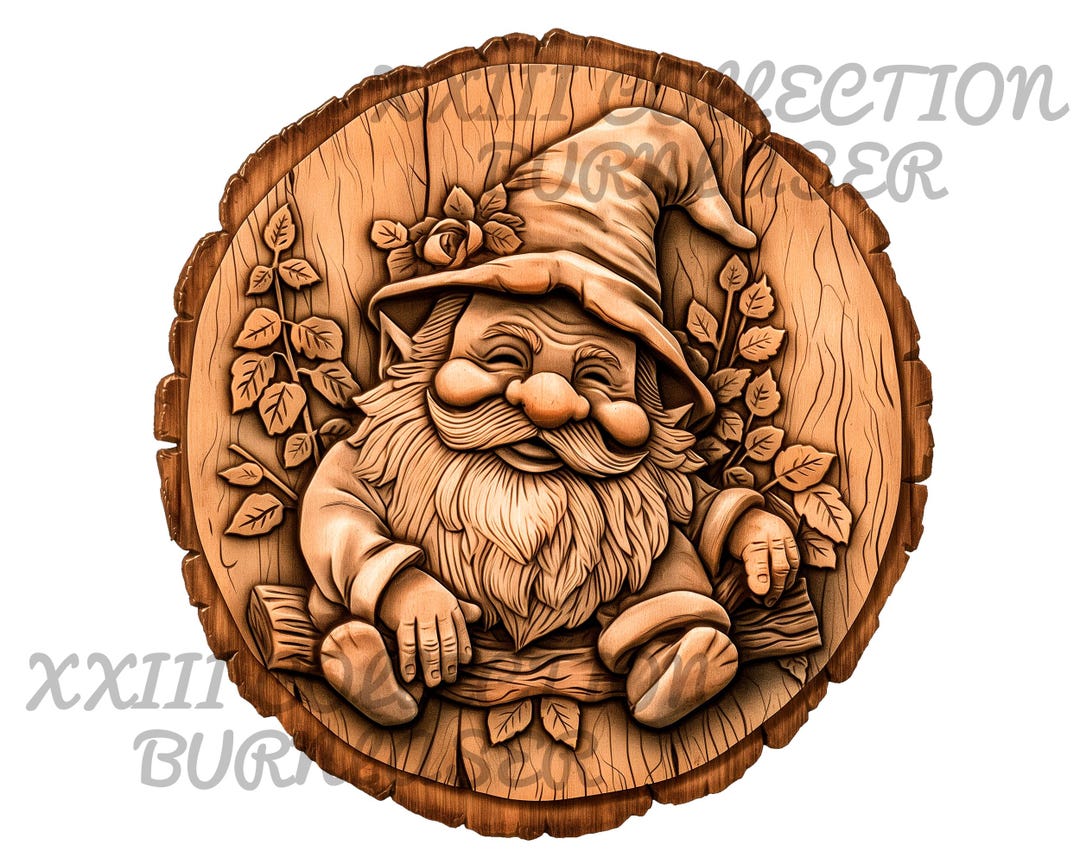 Laser Engraving PNG File: 3D Illusion Gnome Wall Art, Gnome in Wood ...