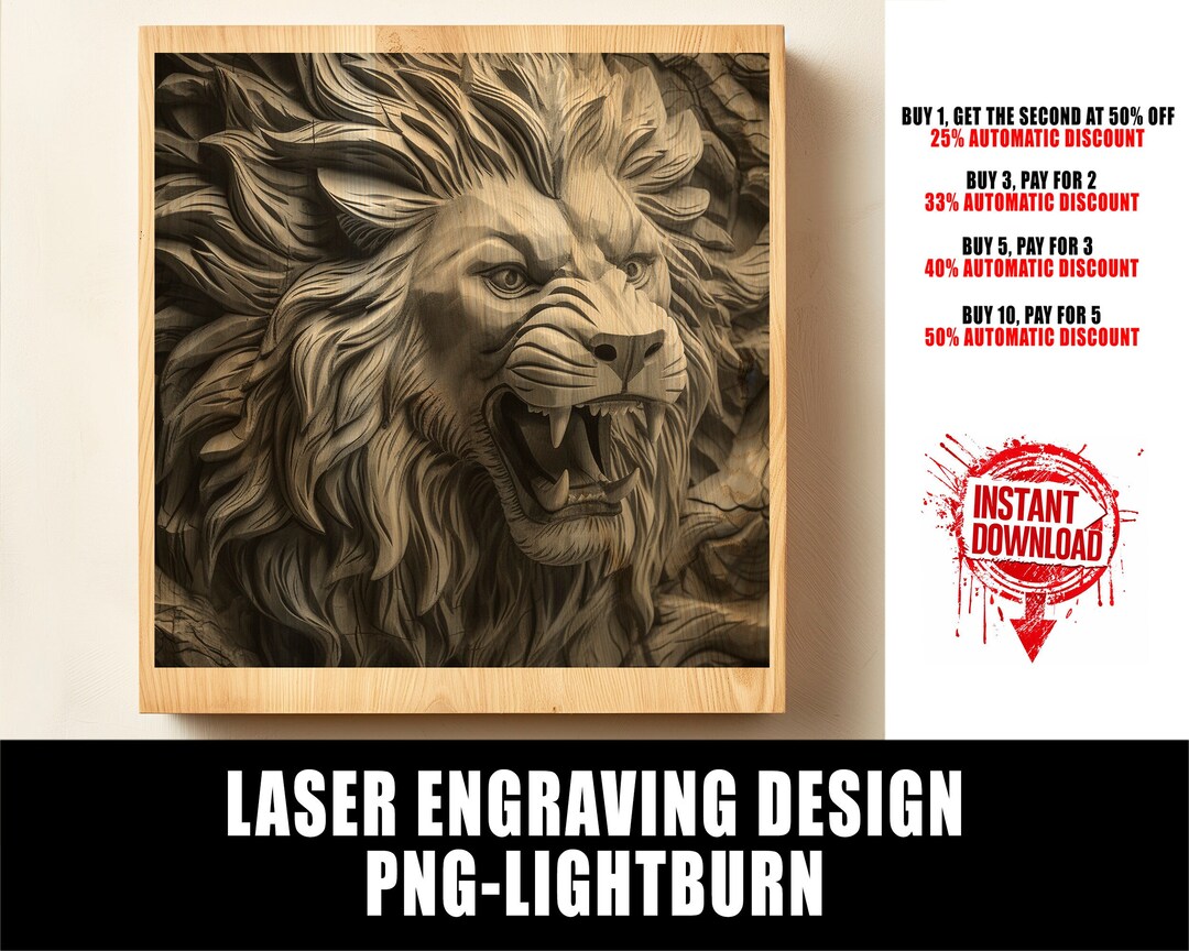 Lion - Laser Engraving File 3d Illusion | PNG and Lightburn File ...