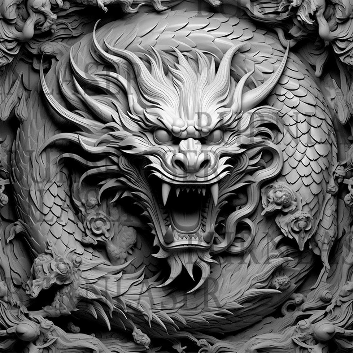 Dragon Laser Engraving PNG | 3D Illusion Design, Bundle of 4 (digital ...
