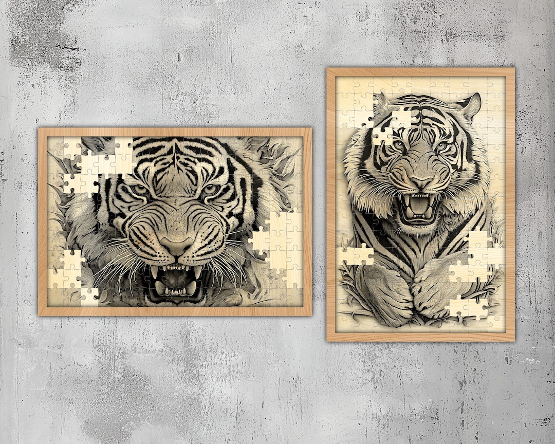 Laser Engraved Tiger Jigsaw Puzzle - Ready-to-cut PNG File - Etsy