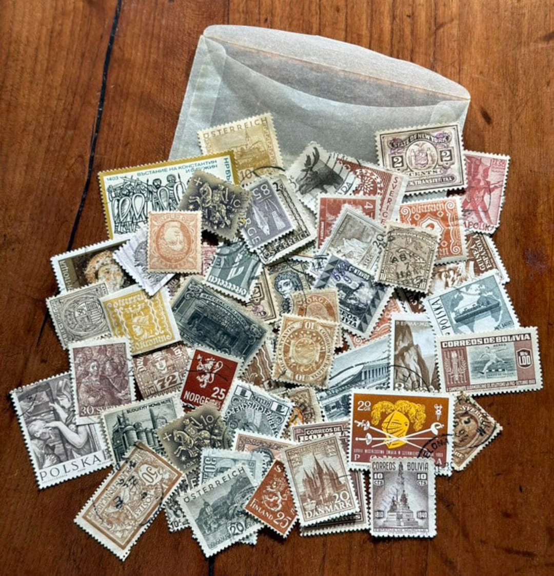 50 Vintage International Postage Stamps in Neutral Colors - Etsy