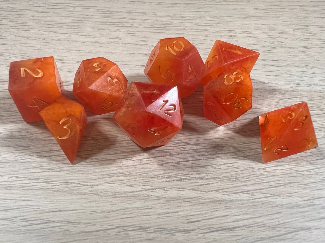 Flame Hashira Inspired 7 Piece Handmade Dice Set - Etsy