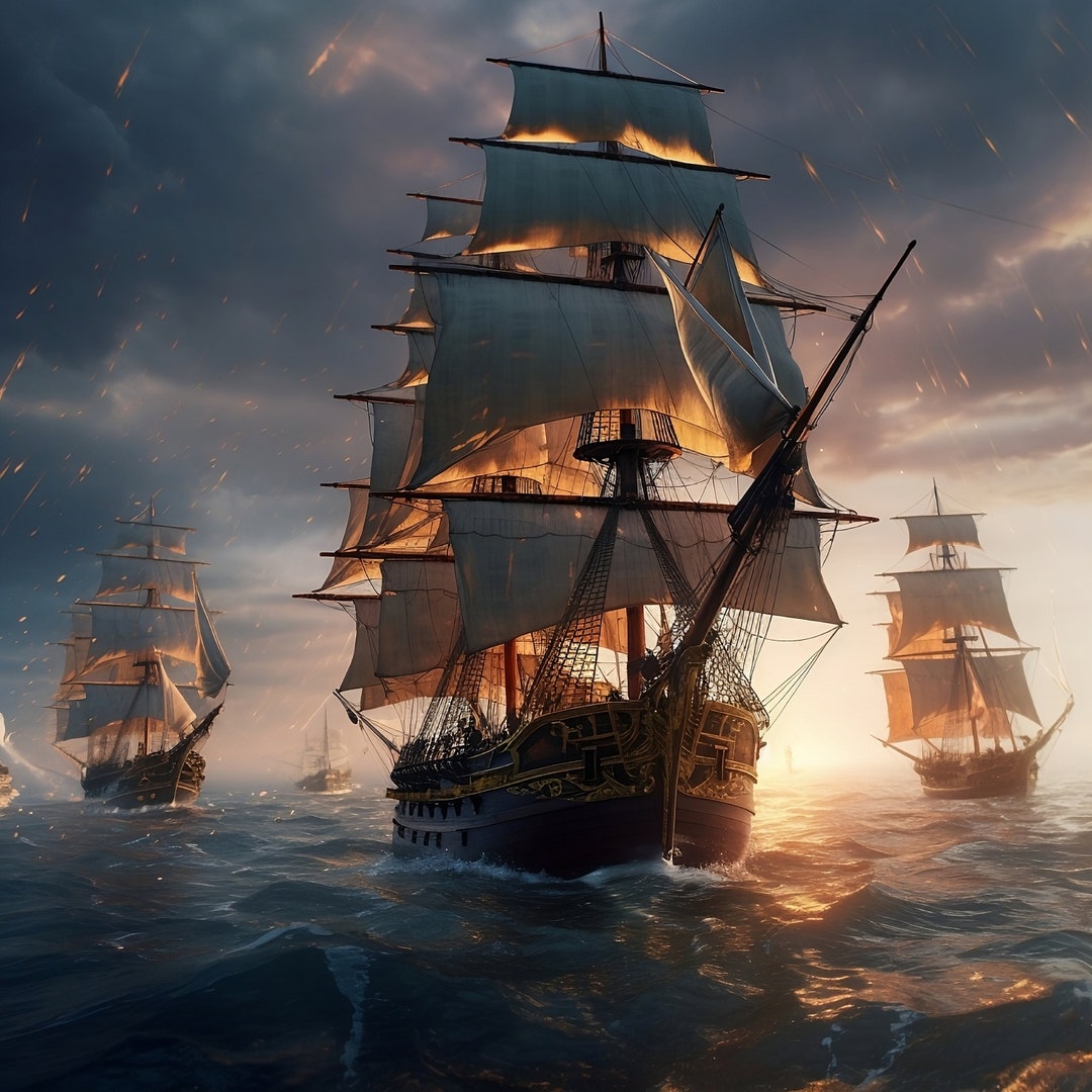 Tall Ships Sailing in High Seas in the Luminist Style - Etsy