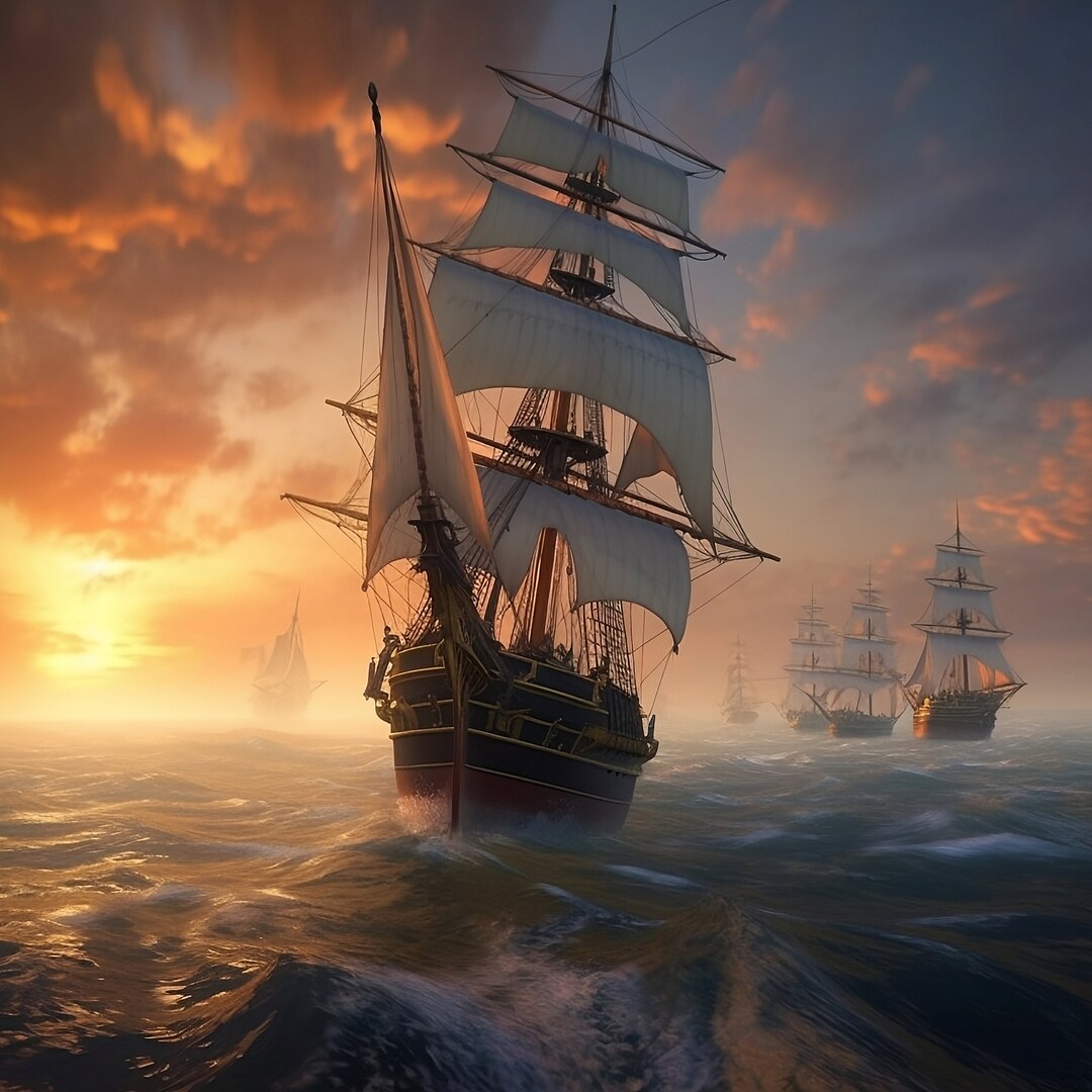 Tall Ships Sailing in High Seas in the Luminist Style - Etsy