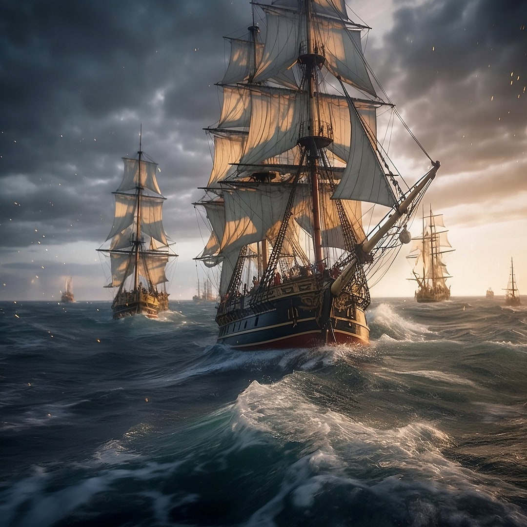 Tall Ships Sailing in High Seas in the Luminist Style - Etsy