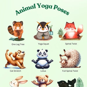 Animal Yoga Poses Digital Printable for Kids Room - Etsy