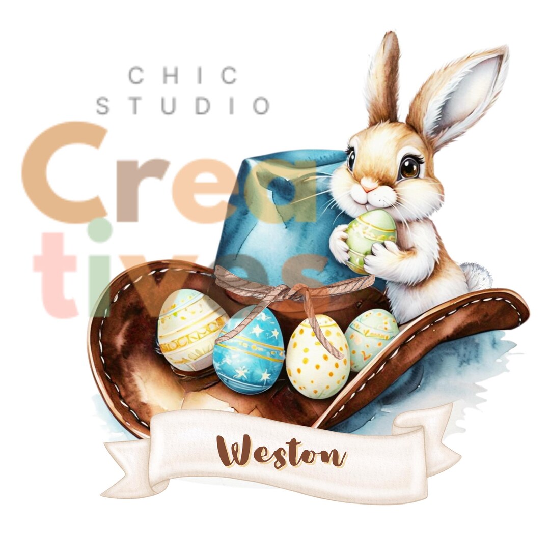 Personalized Cowboy Easter Kid Name Box PNG / Boy Name / Digital ...