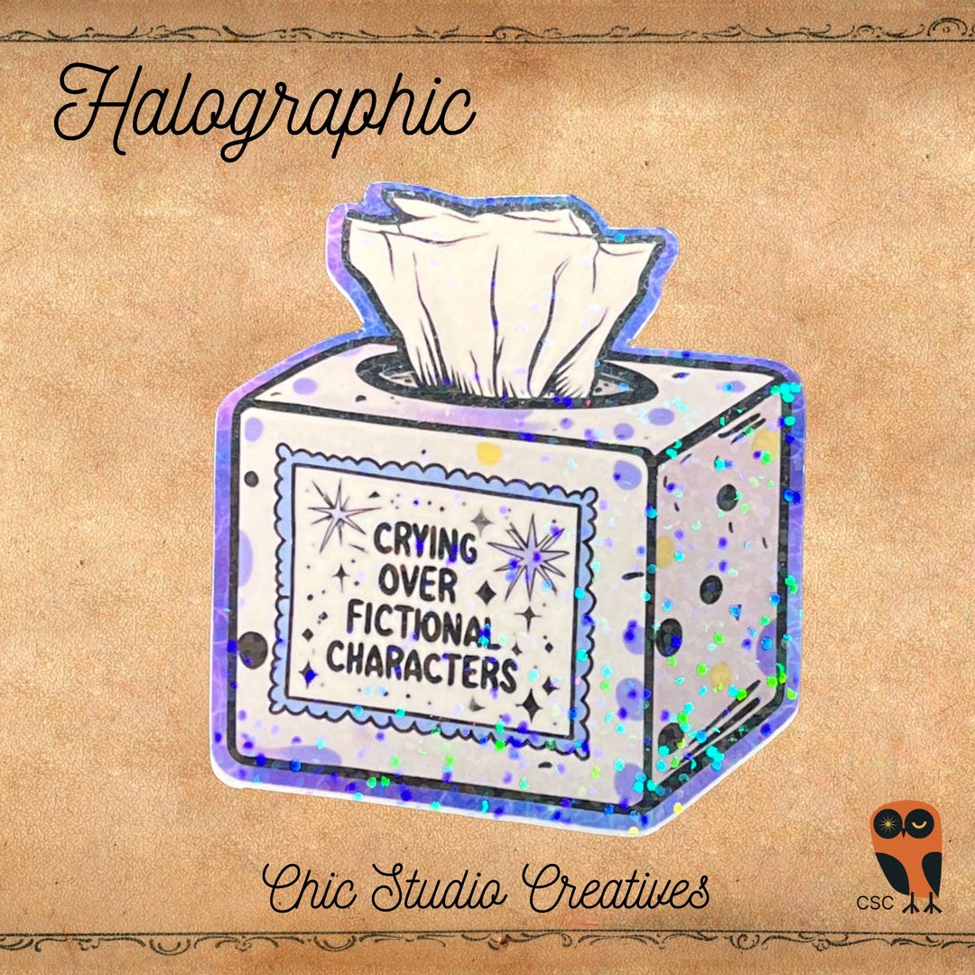 Crying Fictional Characters Holographic Vinyl Sticker, 3.50"x3.75 ...