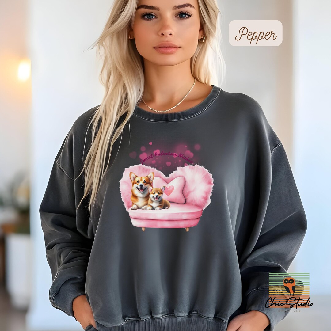 Mama Corgi and Puppy Happy Valentine Corgi Day Comfort Colors ...