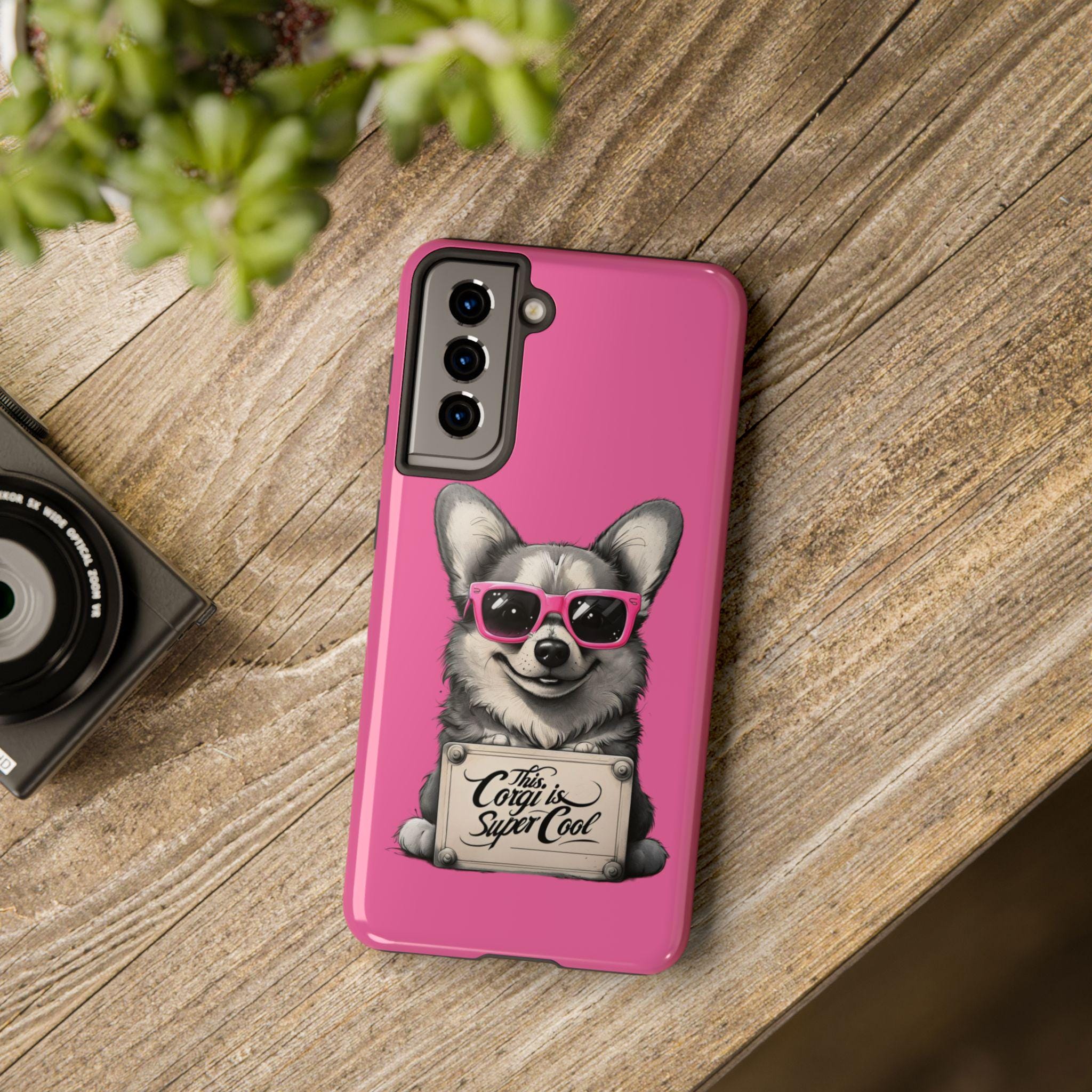 Popping Pink Super Cool Corgi With Glasses Phone Case iPhone or Samsung ...