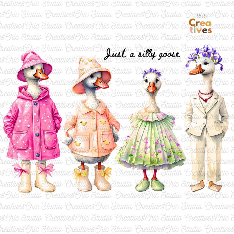 Just a Silly Goose Clipart, Funny Dressed Goose PNG, Cute Animal ...