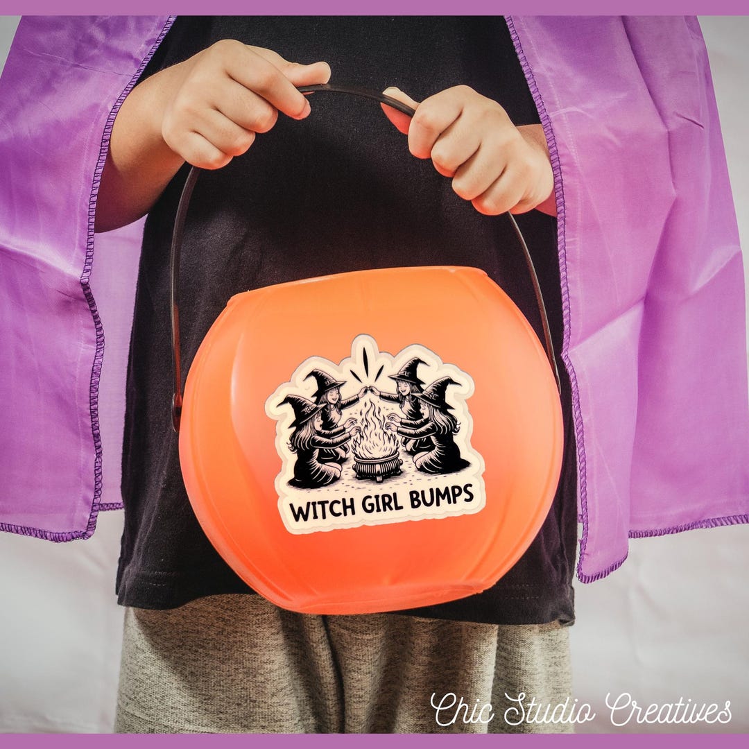 Witch Girl Bumps Halloween Vinyl Sticker, Water Resistant (3"x 2.50 ...