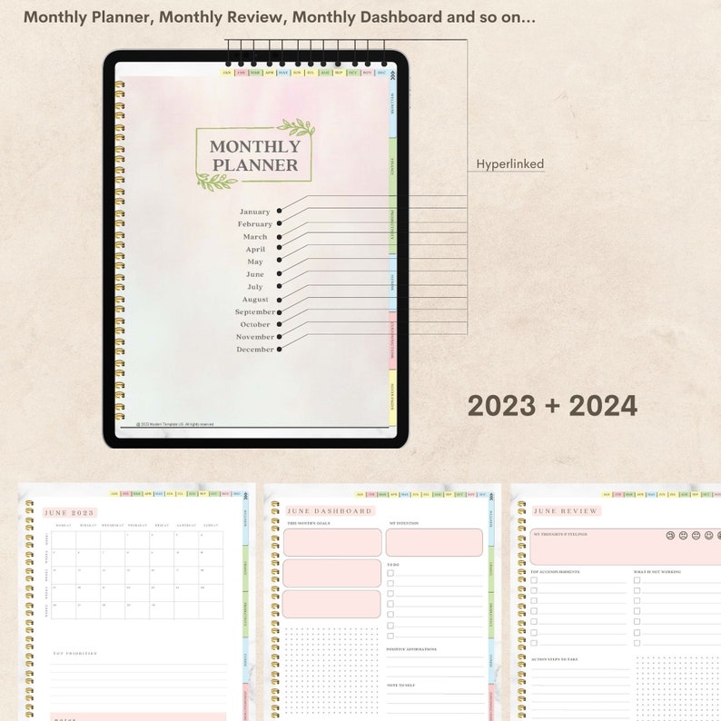 PASTEL Digital Planner Bundle 2023-2024 Ultimate Organization Goodnotes ...