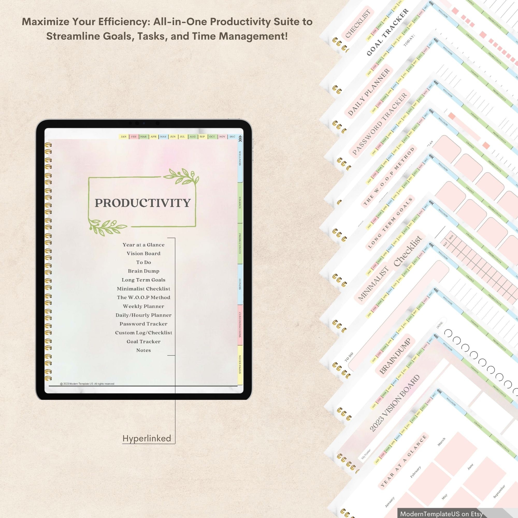 PASTEL Digital Planner Bundle 2023-2024 Ultimate Organization Goodnotes ...