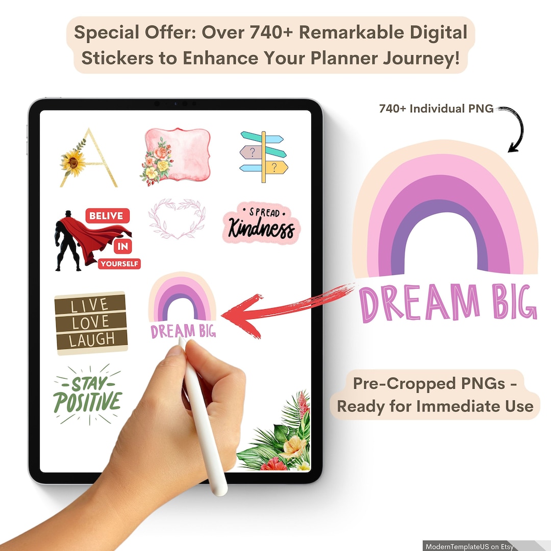 Premium Digital Sticker Collection 740 Unique Designs for Goodnotes ...