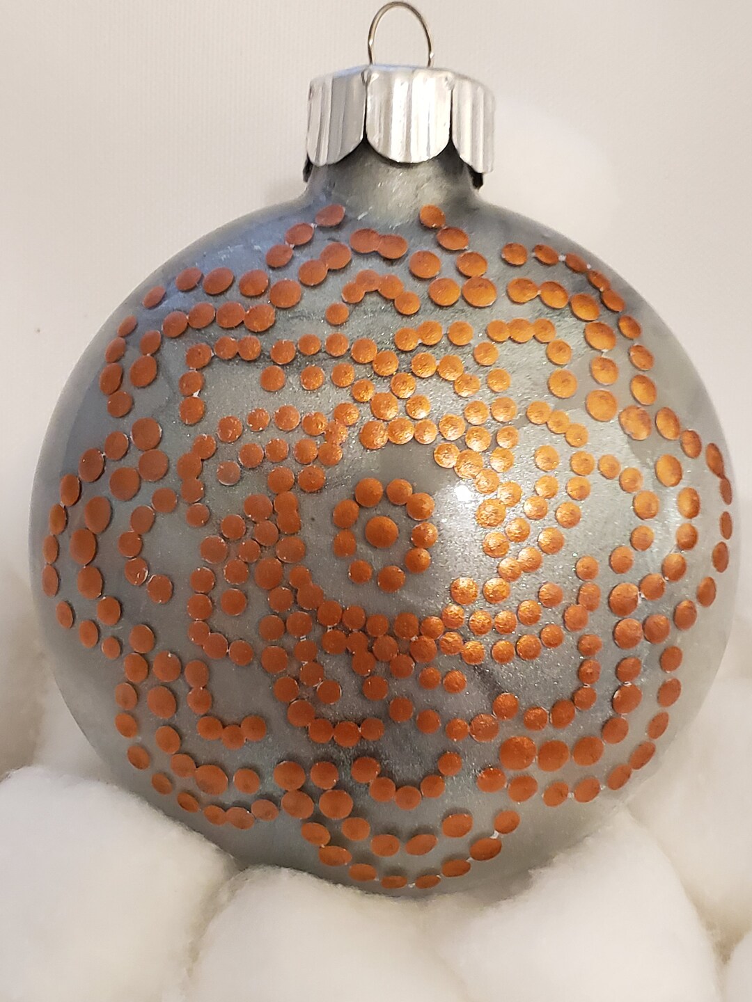 Hand Painted Mandala Glass Ornament, 3 M&M Glass Gifts, Silver/bronze ...