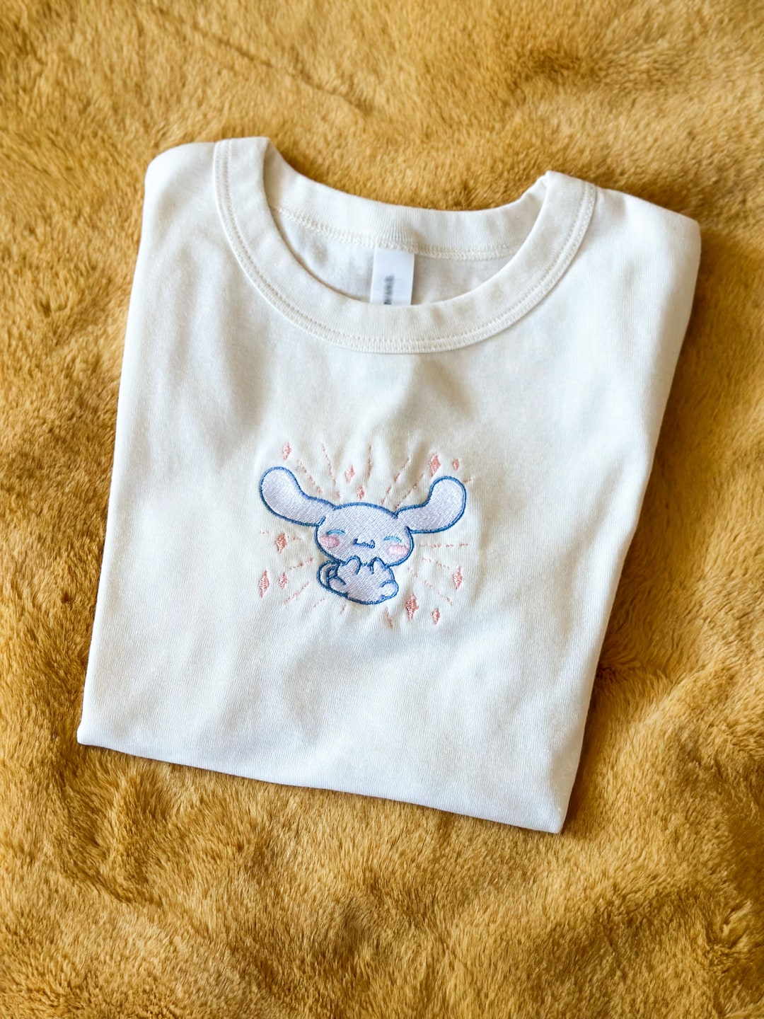 Cinna Bunny Embroidered Women's Baby Tee - Etsy