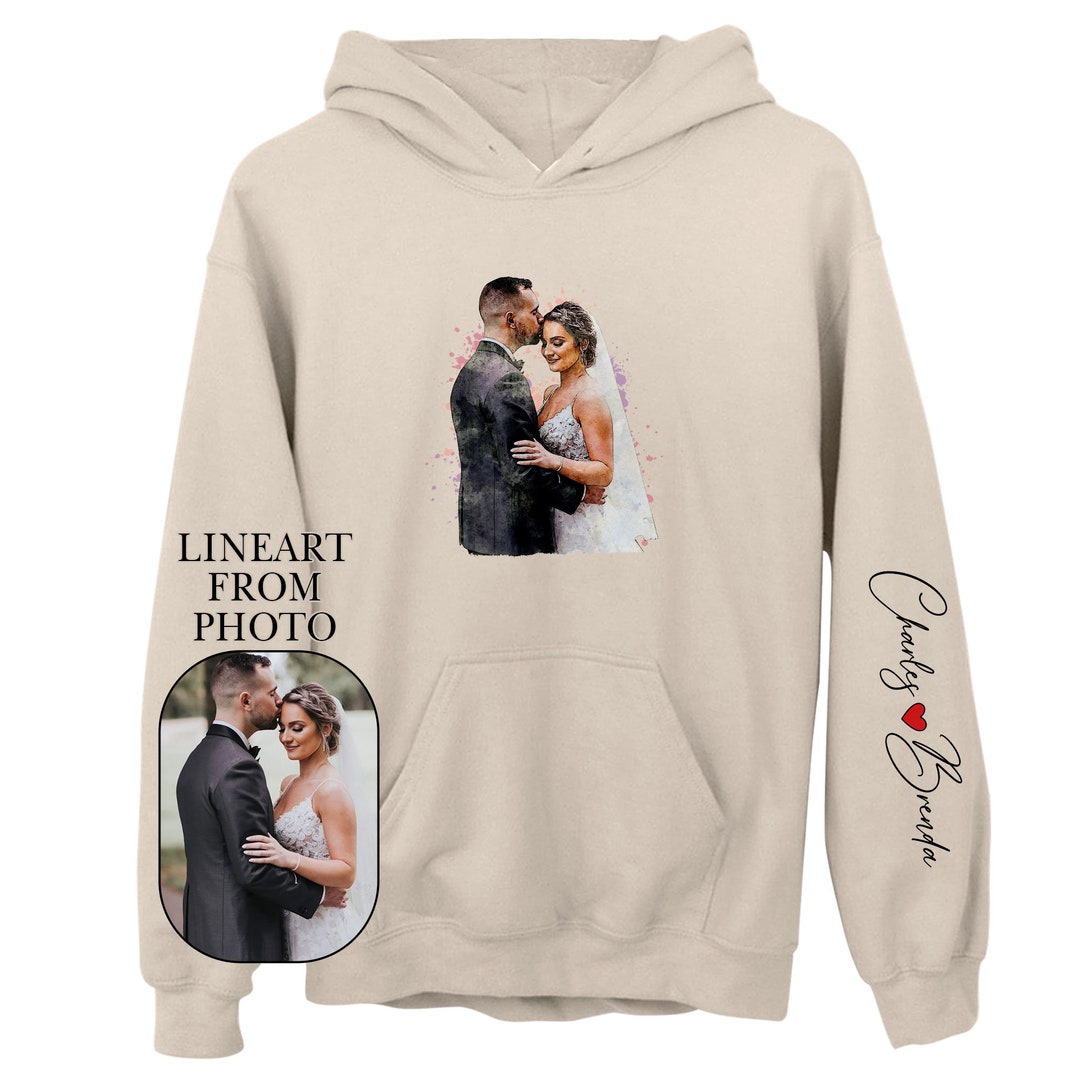 Custom Photo Portrait Print on Sleeve Hoodie Custom Hoodies - Etsy